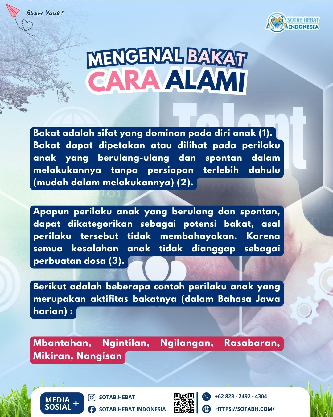 MENGENAL BAKAT CARA ALAMI - SOTAB HEBAT